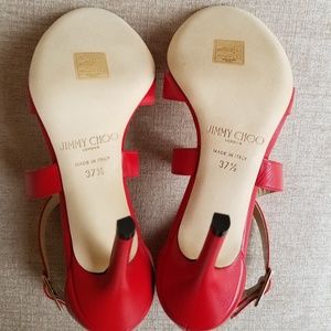 Jimmy Choo | Shoes | Nib Jimmy Choo Bright Red Leather Lottie Sandals ...